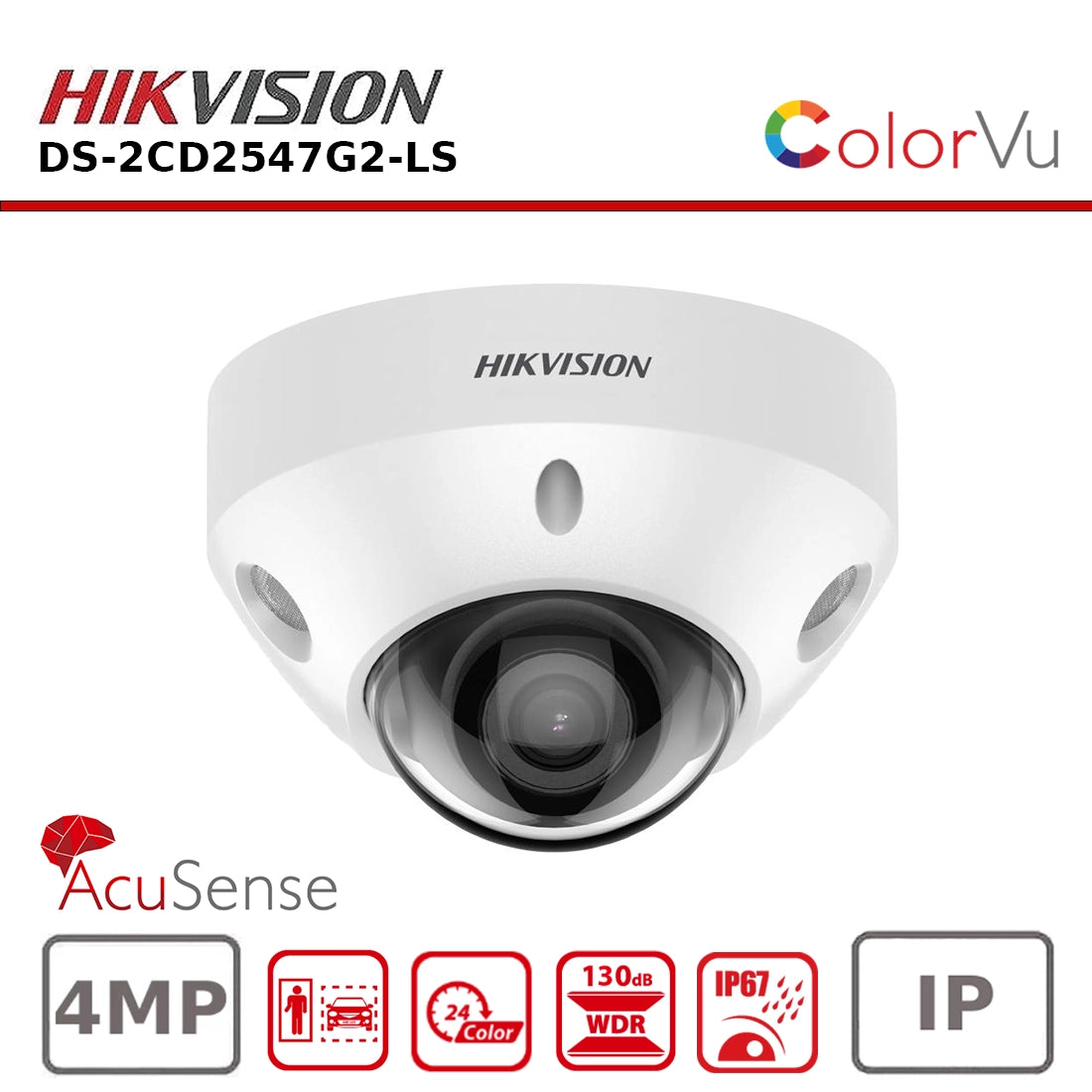 Hikvision DS-2CD2547G2-LS 4 MP ColorVu Fixed Mini Dome Network Camera – CCTV Express UK