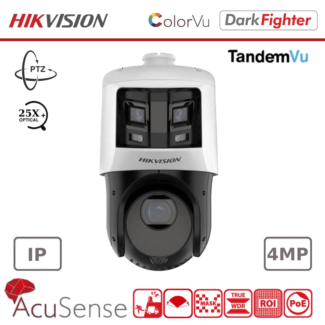 4MP Hikvision DS-2SE4C425MWG-E/26(F0) TandemVu IP PTZ, 25x Optical Zoo ...