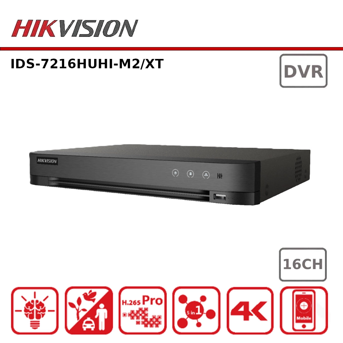 Hikvision iDS-7216HUHI-M2/XT 16-Channel 8MP Turbo HD DVR – AcuSense, H ...