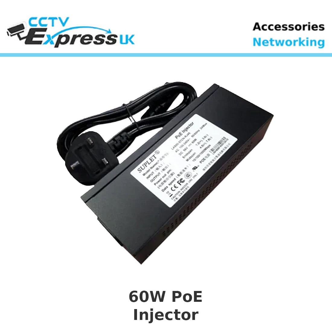Suplet LAS60-57CN-RJ45 60W POE Injector for PTZ Cameras – CCTV Express UK