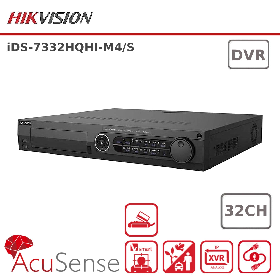 Hikvision iDS-7332HQHI-M4/S AcuSense 32Ch Turbo HD DVR With AoC and 4 ...