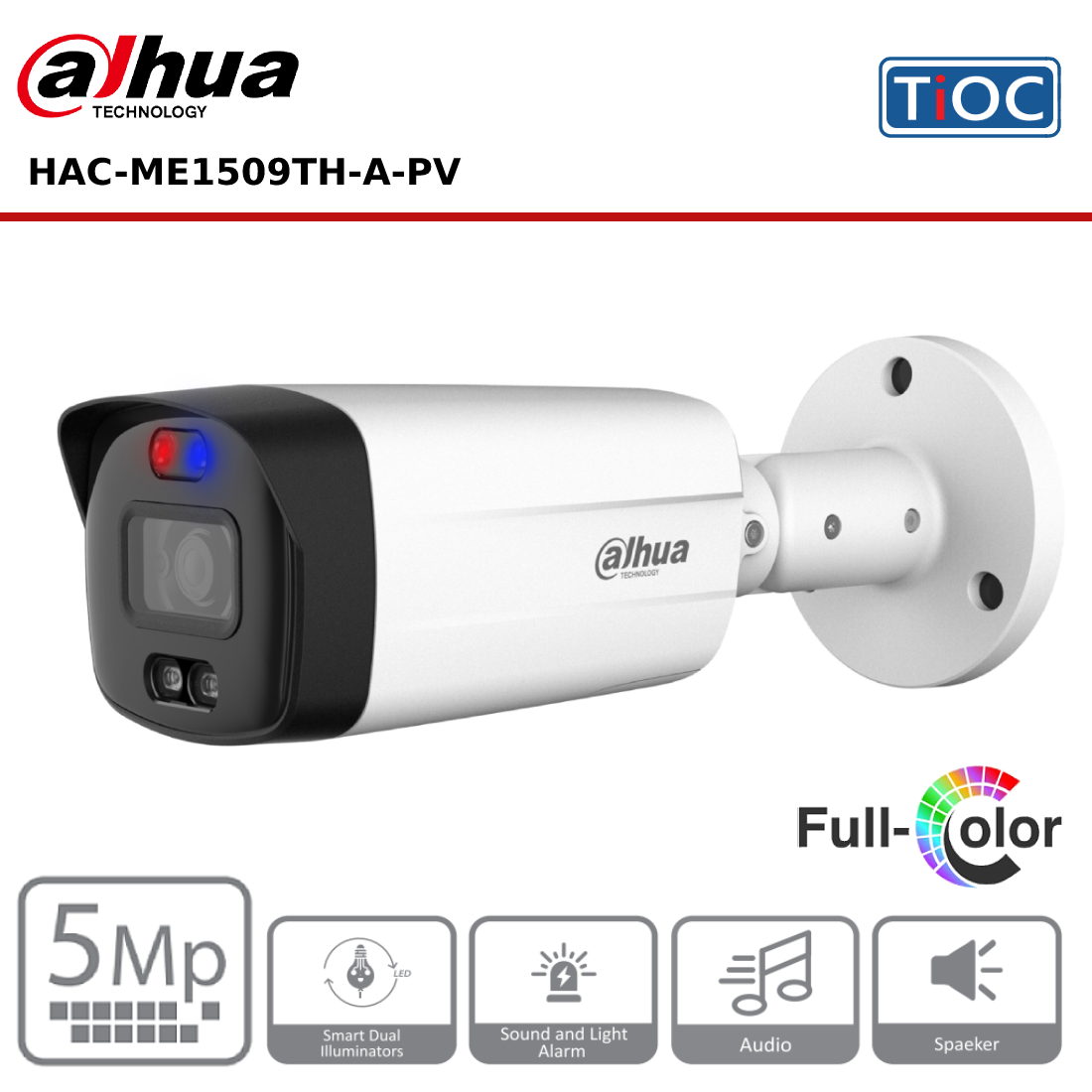 5MP Dahua HAC-ME1509THP-A-PV 5MP HDCVI TiOC Active Deterrence Fixed Bu – CCTV Express UK